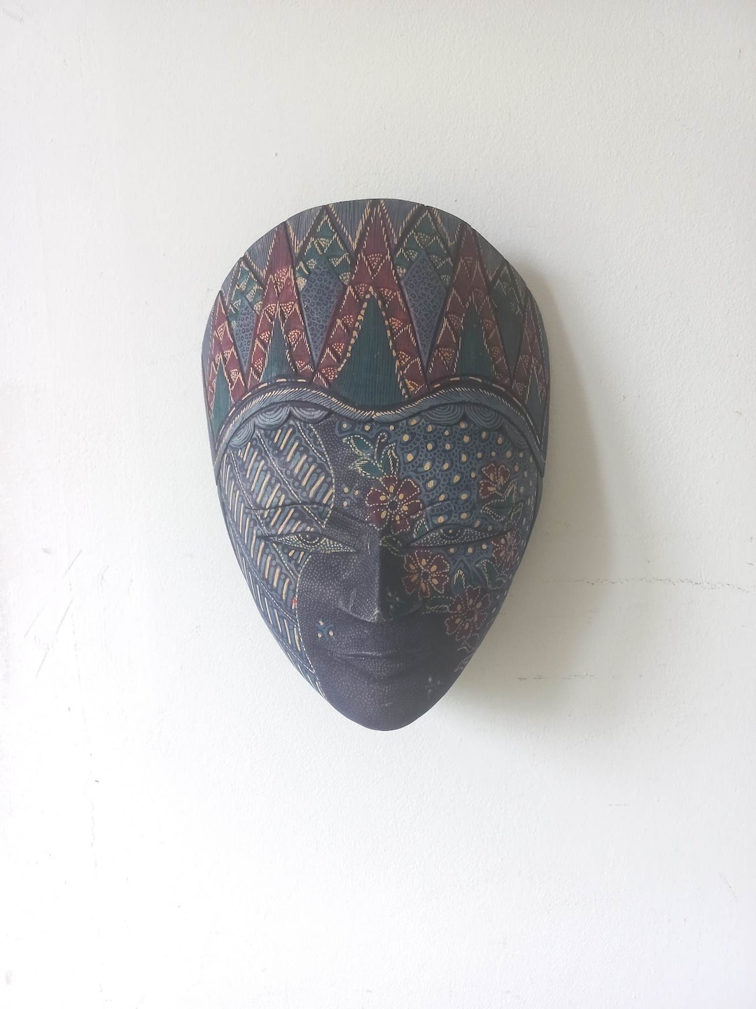 Vintage Balinese Batik Mask Shinta Topeng Indonesian Art Ethnic Wall ...
