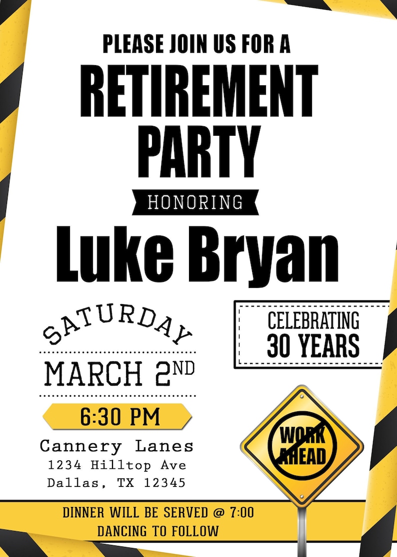 Construction Retirement Invitation | Etsy