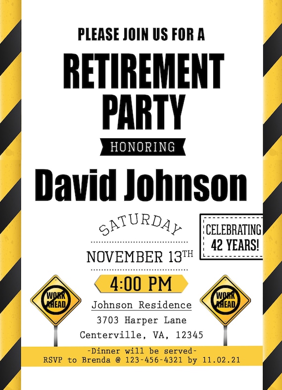 Construction Retirement Invitation - Etsy