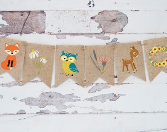Woodland Animals Banner Fox Banner Squirrel Banner Deer | Etsy