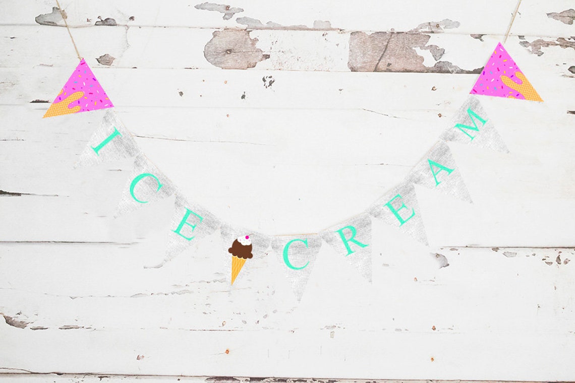 Ice Cream Decor Cardstock Ice Cream Banner Ice Cream Party | Etsy