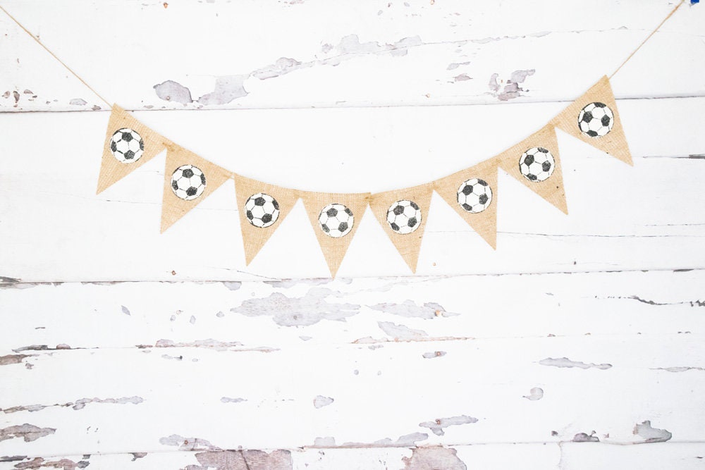 Soccer Burlap Banner, Soccer Banner, Soccer Decor, Soccer Party Sign ...