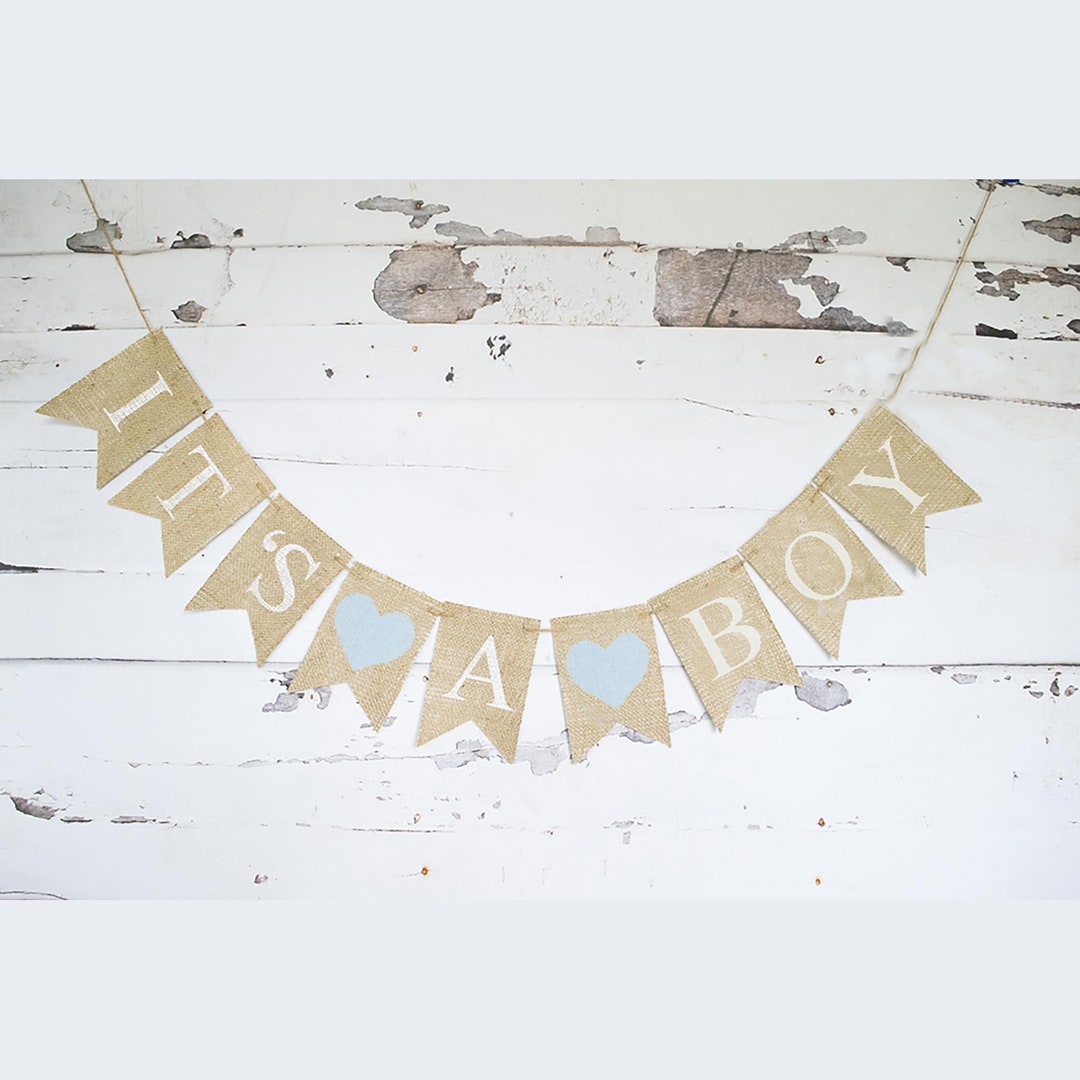 It's A Boy Banner, It's A Boy Burlap Banner, Baby Shower Decor, Gender ...