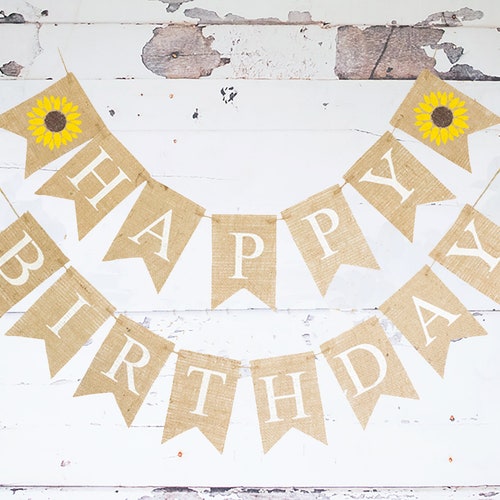 Sunflower Happy Birthday Banner - Etsy