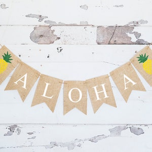 Aloha Banner, Pineapple Party Decor, Luau Birthday, Summer Decoration ...
