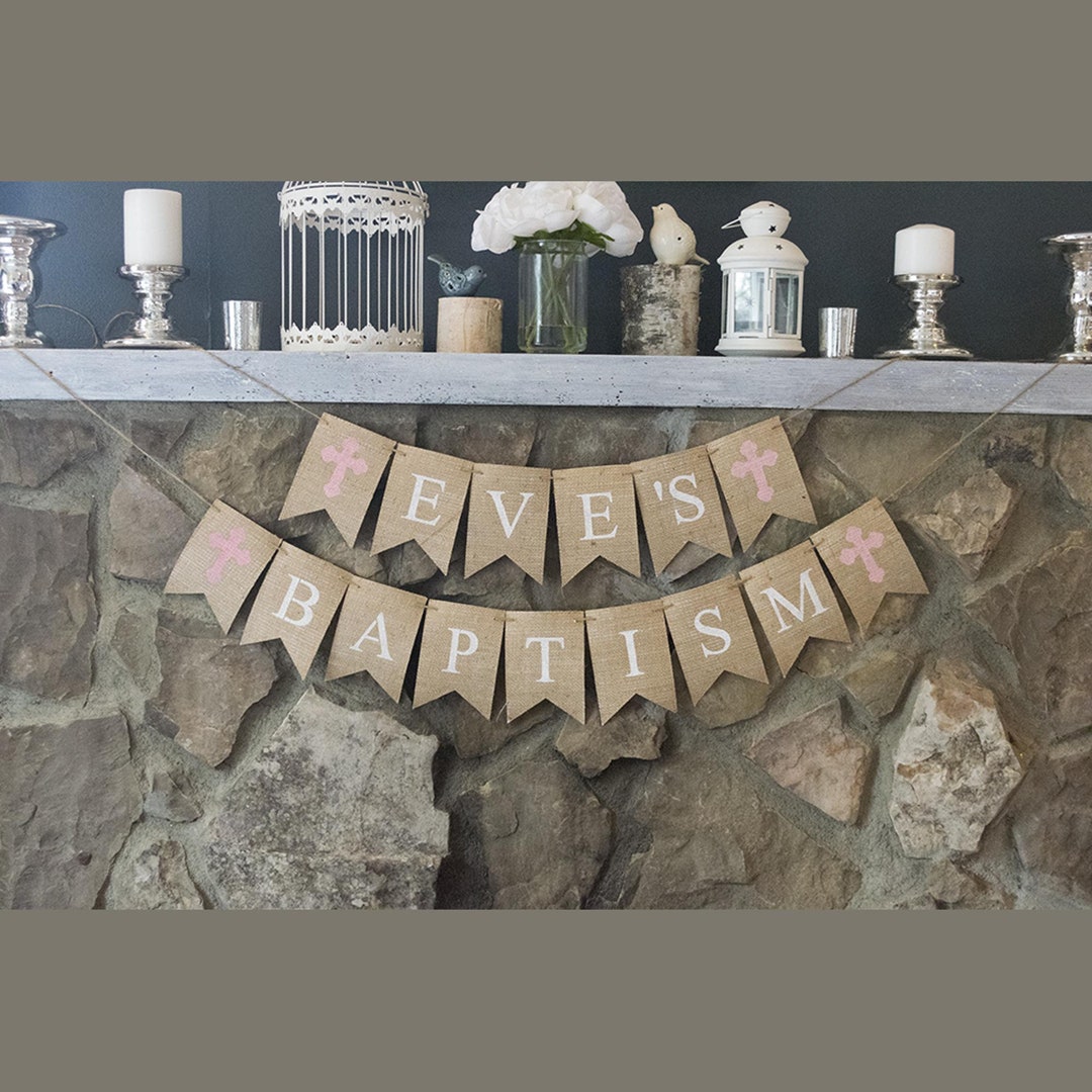 Baptism Banners, Pink Cross Baptism Banner, Personalized Baptism ...