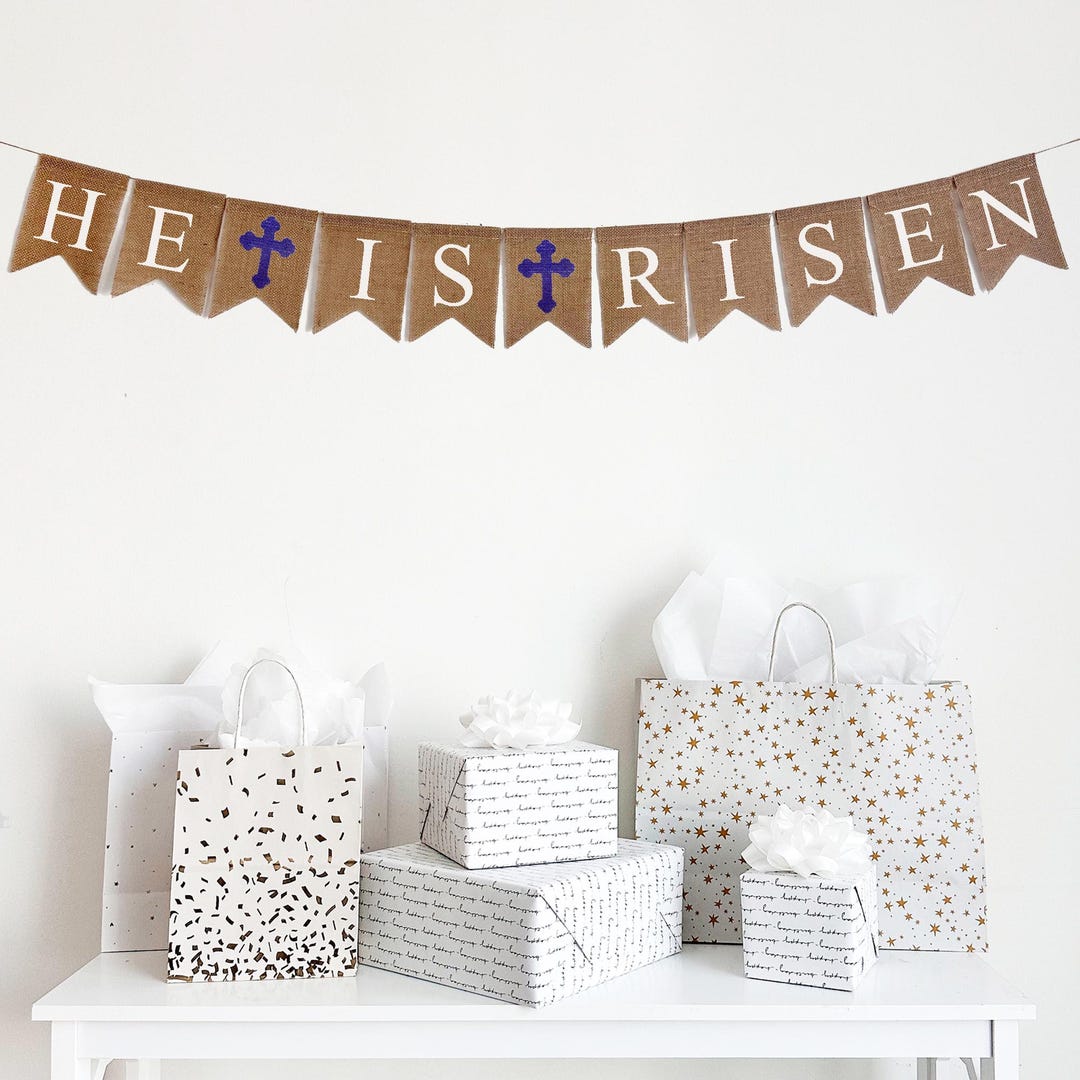 He is Risen Banner, Easter Garland, Religious Banner, Religious ...