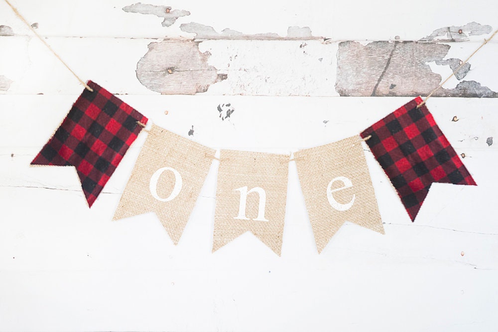 Plaid One Banner First Birthday Party Decorations Plaid | Etsy