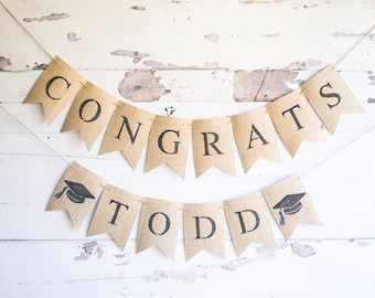 Burlap Graduation Banner - Etsy