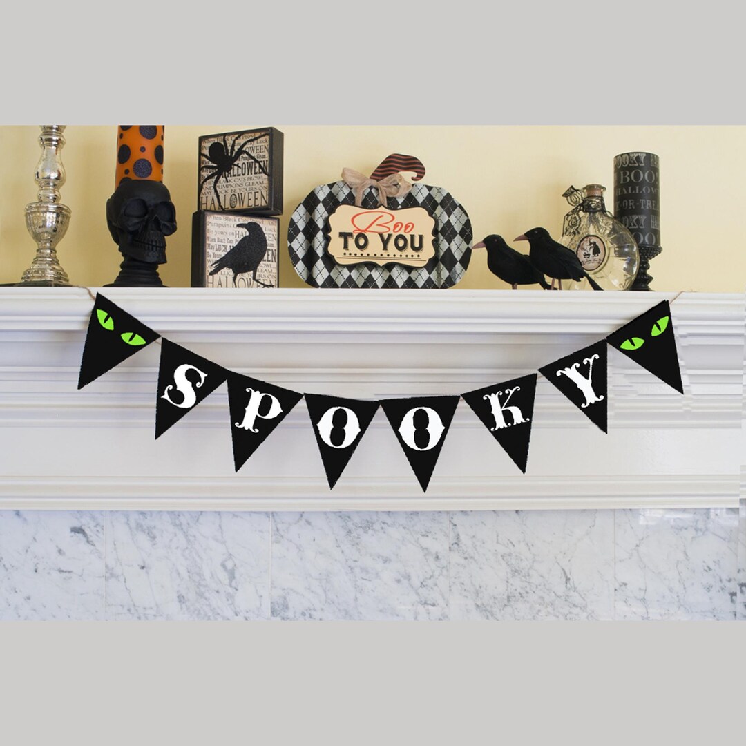 Spooky Banner, Spooky Halloween Banner, Halloween Cardstock Banner ...