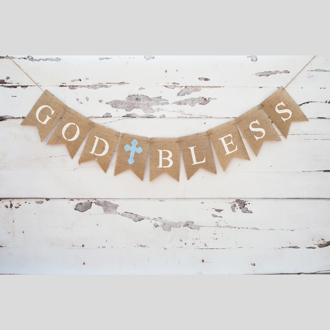 God Bless Banner, First Communion Banner, Christening Banner, Baptism ...