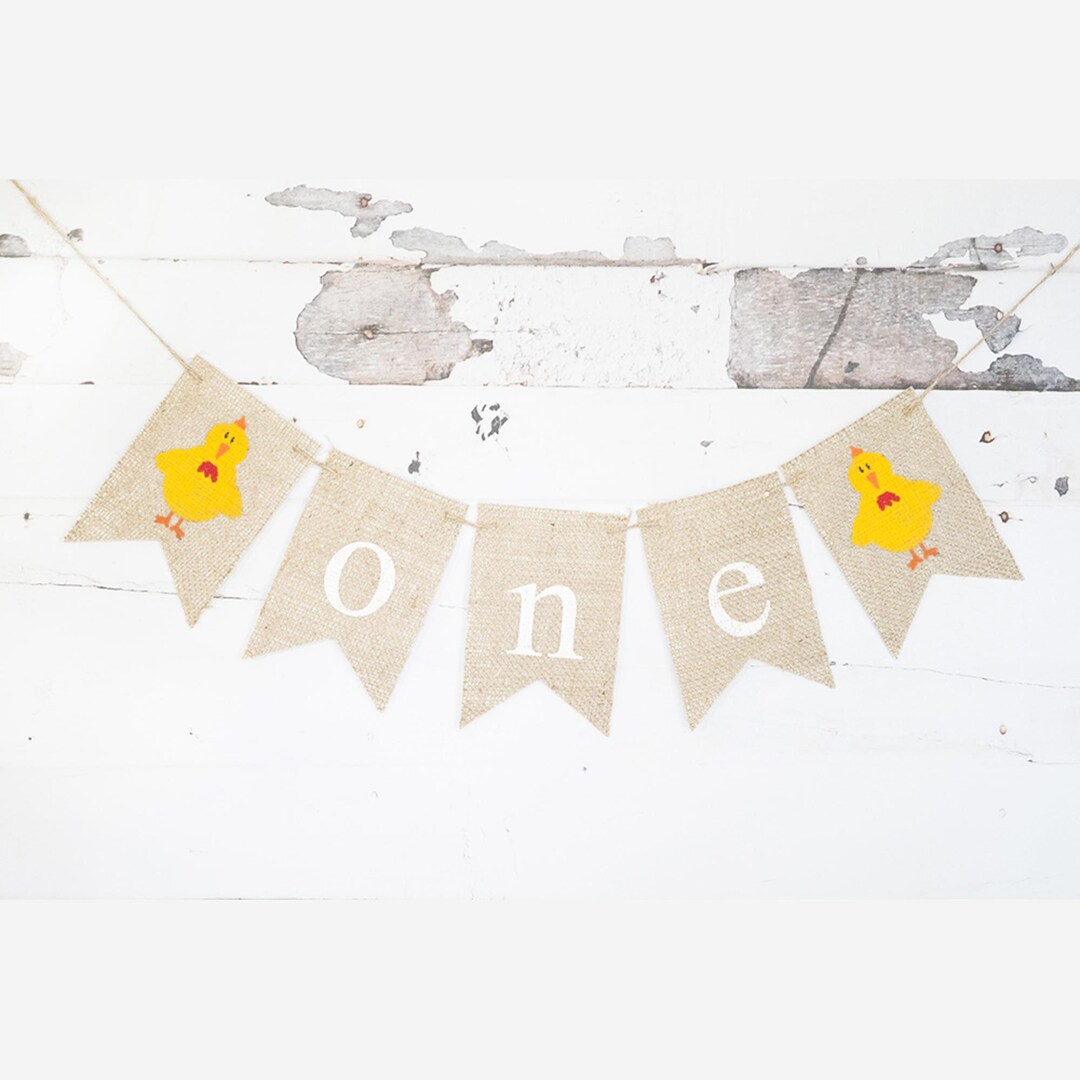 Chicken One Banner, Farm First Birthday Party Decor, Chicken Birthday ...