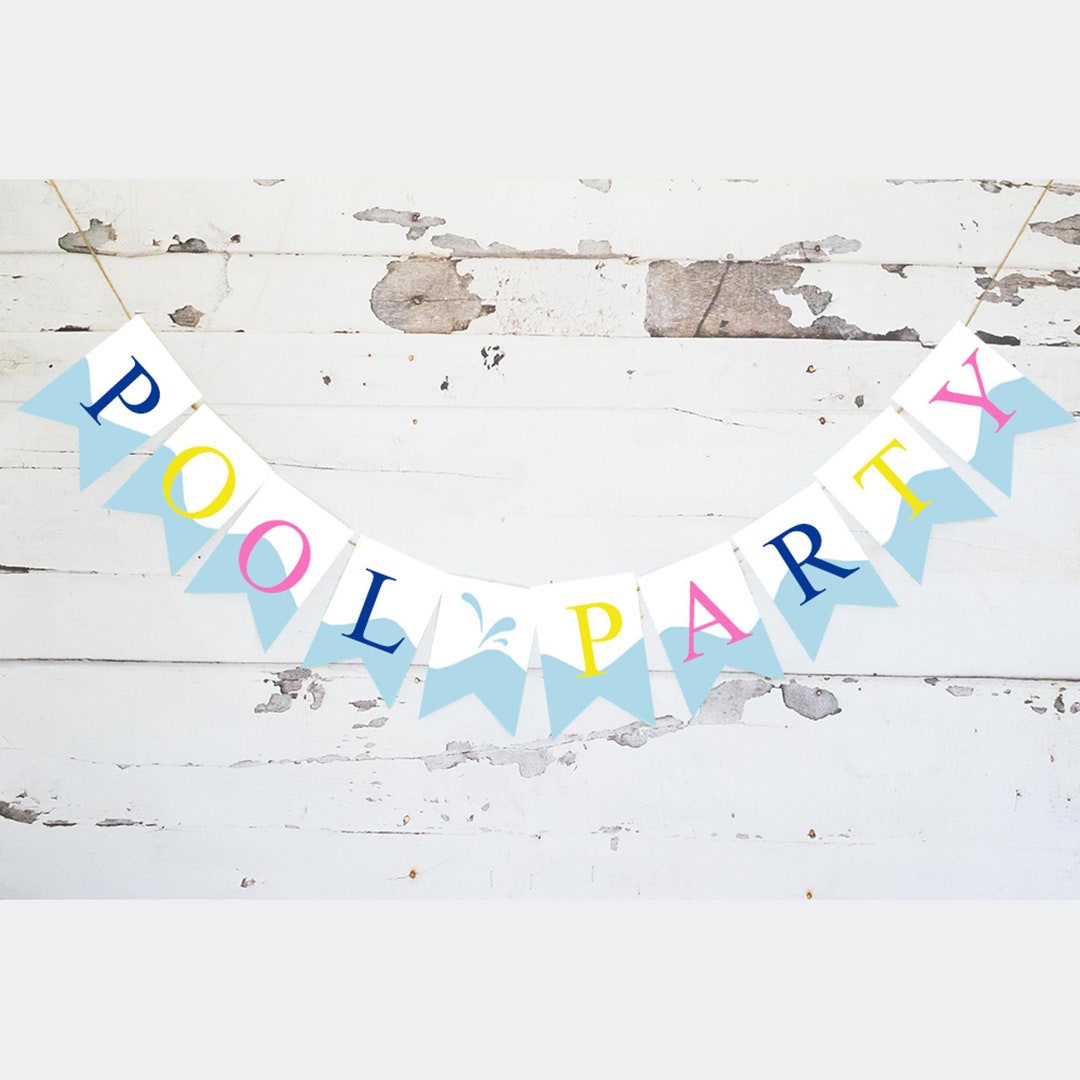 Pool Party Decor, Cardstock Pool Party Banner, Summer Birthday Party ...