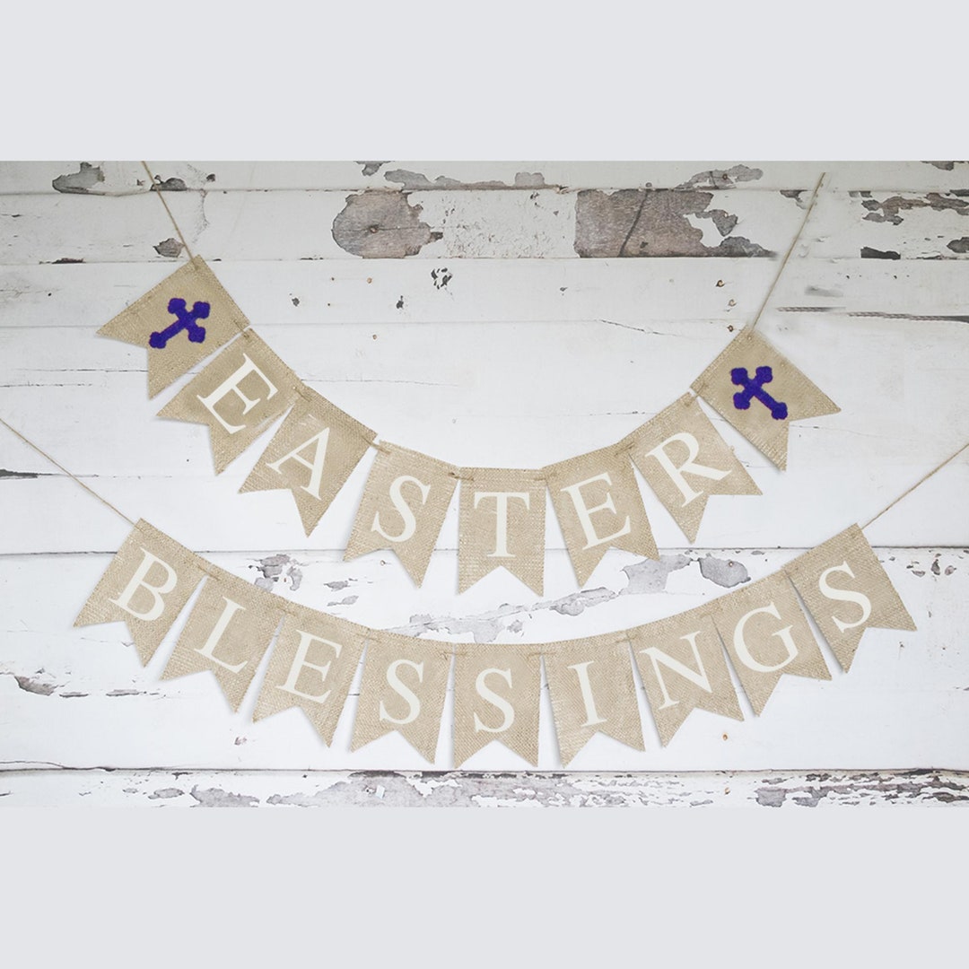Easter Blessings Banner, Easter Blessings Burlap Banner, Easter Decor ...