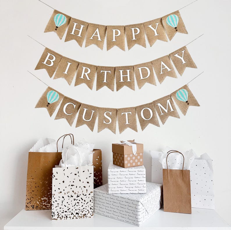 Happy Birthday Banner | Personalized Party Banner | Hot Air Balloon ...