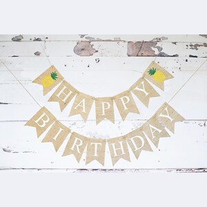 Pineapple Happy Birthday Banner, Summer Party Decor, Pineapple Birthday ...