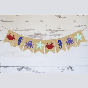 Under the Sea Party, Sea Animals Cardstock Banner, Crab Banner, Sea ...