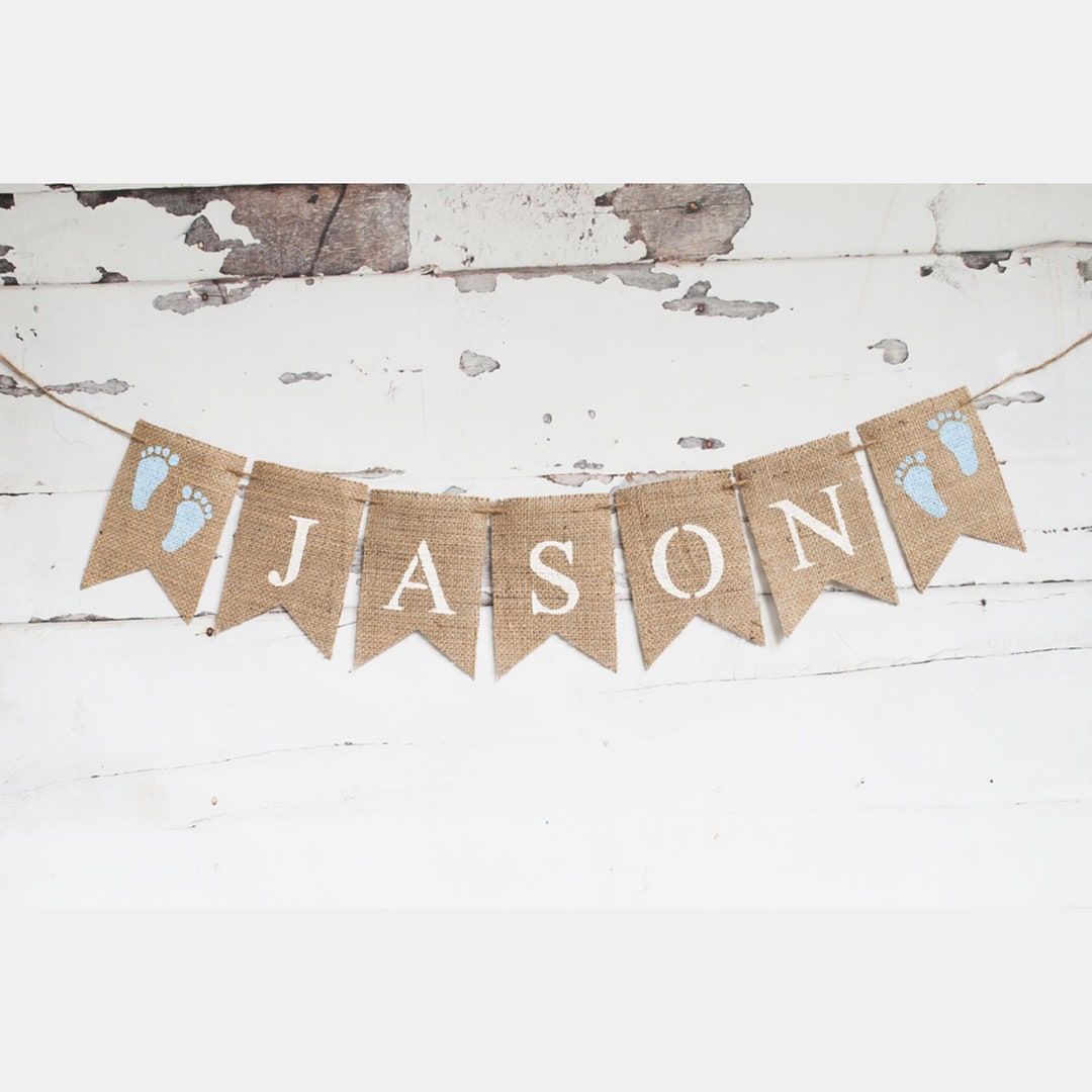 Foot Print Banner, Footprint Banner, Baby Foot Print Name Banner, Baby ...
