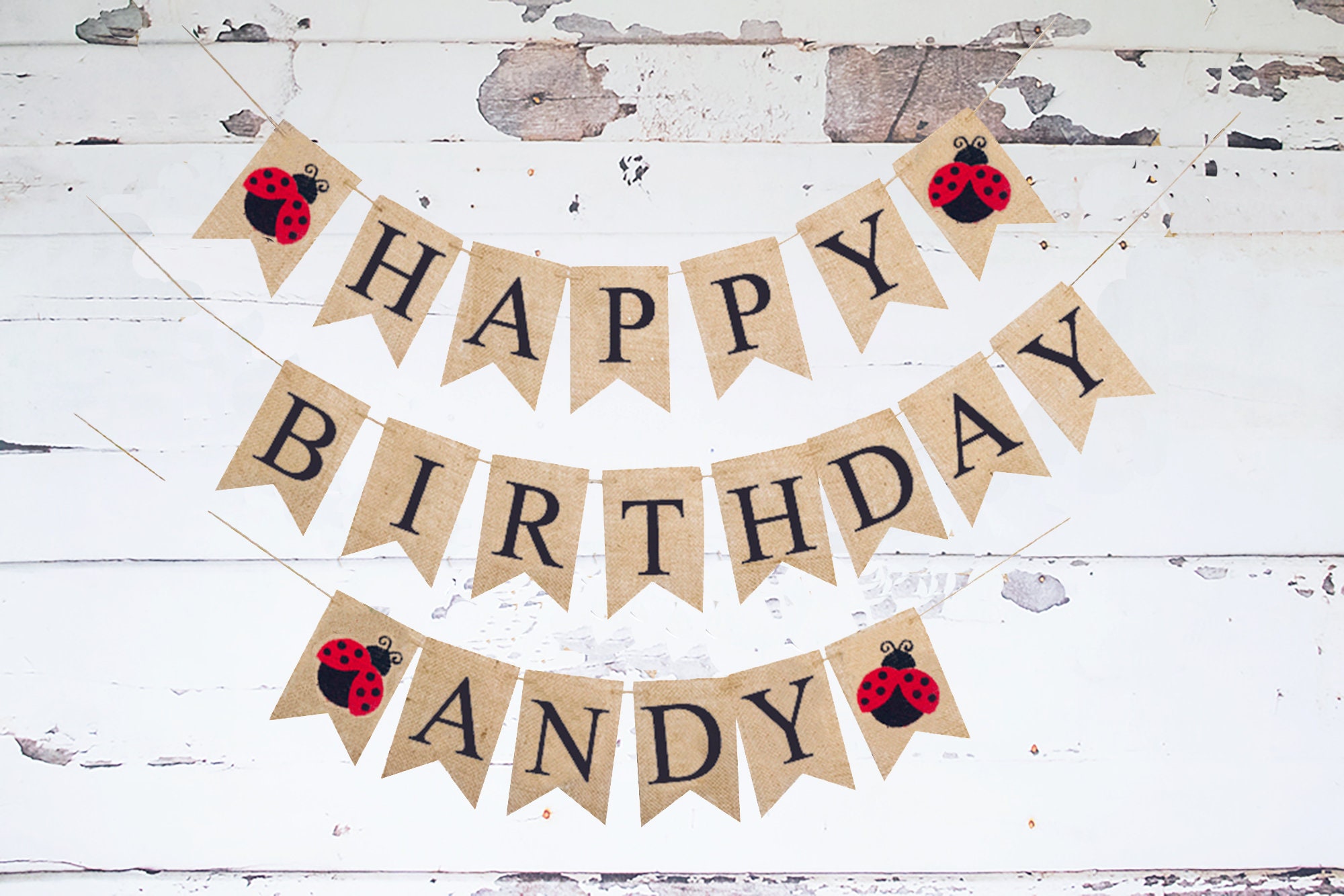 Ladybug Happy Birthday Banner Burlap Happy Birthday Banner | Etsy