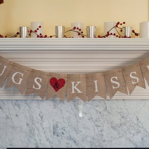 Hugs & Kisses Banner, Valentines Banner, Valentine's Day Banner ...
