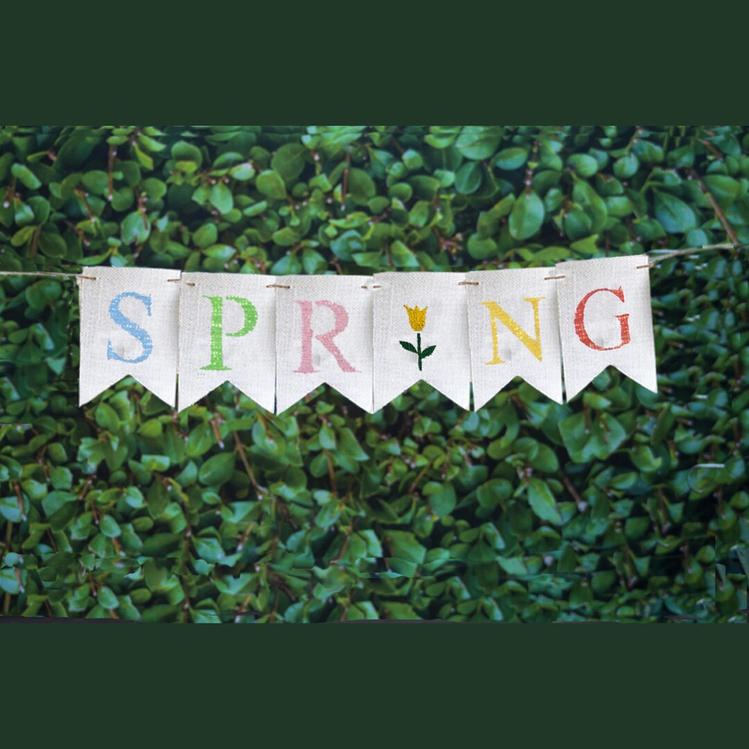 Spring Tulip Banner, Spring Tulip Decor, Spring Burlap Banner, Spring ...