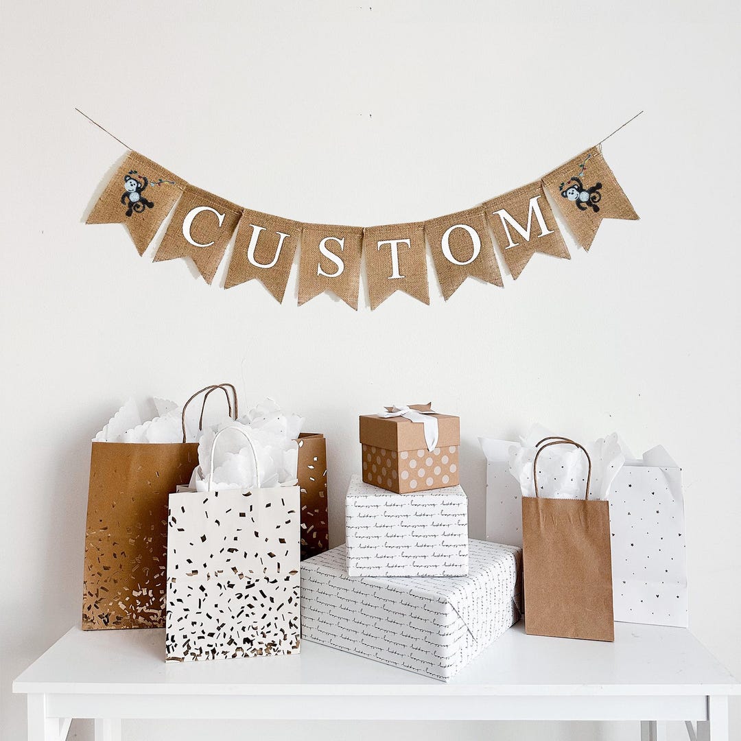 Monkey Decorations | Customizable Banner | Safari Theme Birthday ...