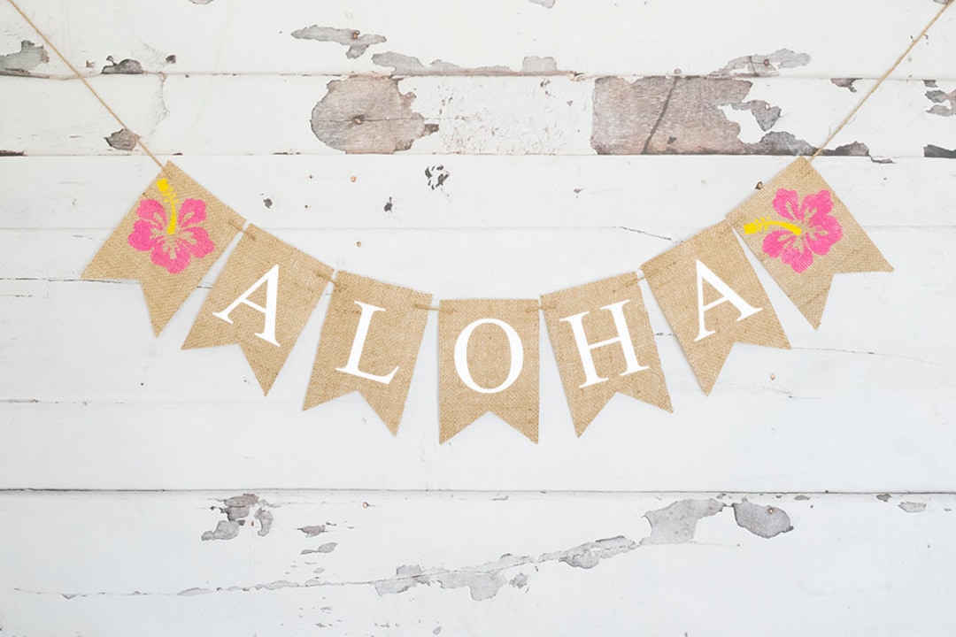 Aloha Banner Tropical Party Decor Luau Birthday Summer - Etsy