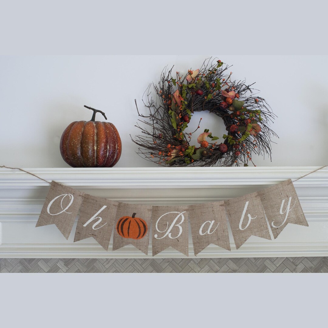 Fall Baby Shower Banner, Pumpkins Gender Reveal Banner, Oh Baby Banner ...