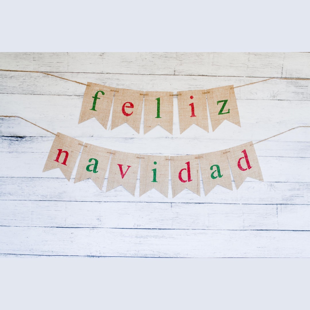 Feliz Navidad Banner, Christmas Burlap Banner, Merry Christmas Burlap ...