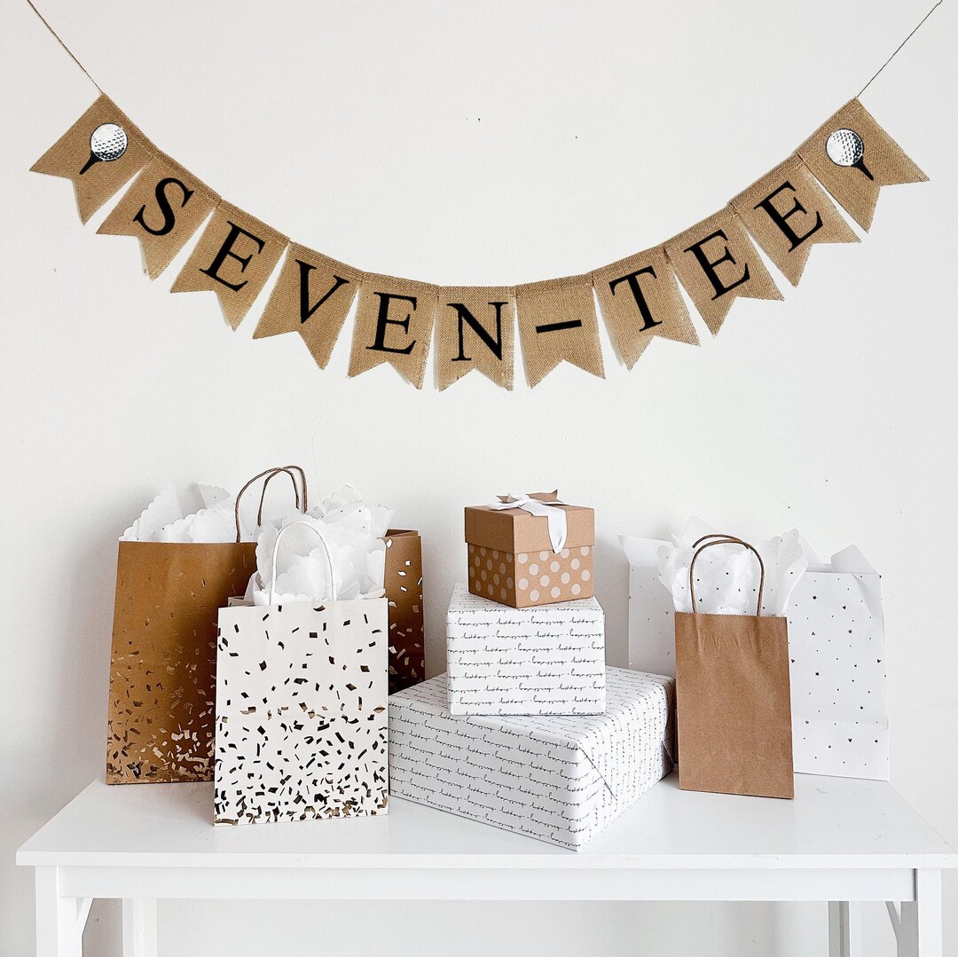 Seven-tee Golf Birthday Party Decorations, Golf Ball Burlap Banner ...