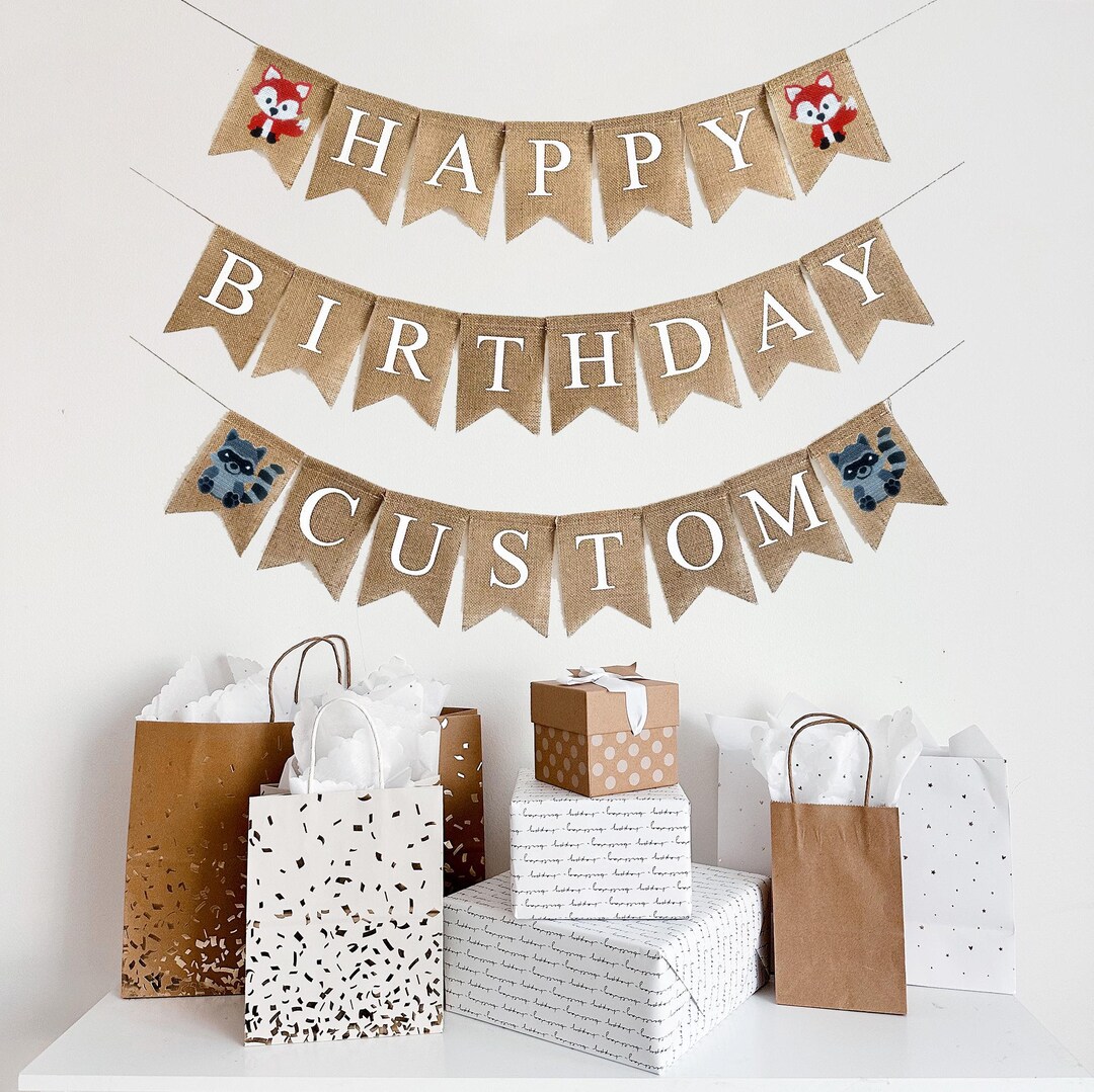 Woodland Birthday Party | Happy Birthday Banner | Custom Banner | Fox ...