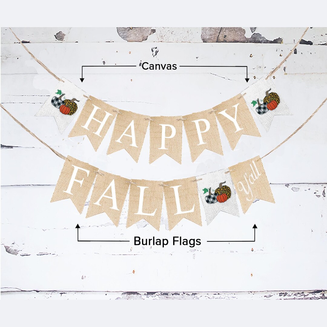 Happy Fall Yall Burlap Banner Canvas Pumpkin Banner Fall - Etsy