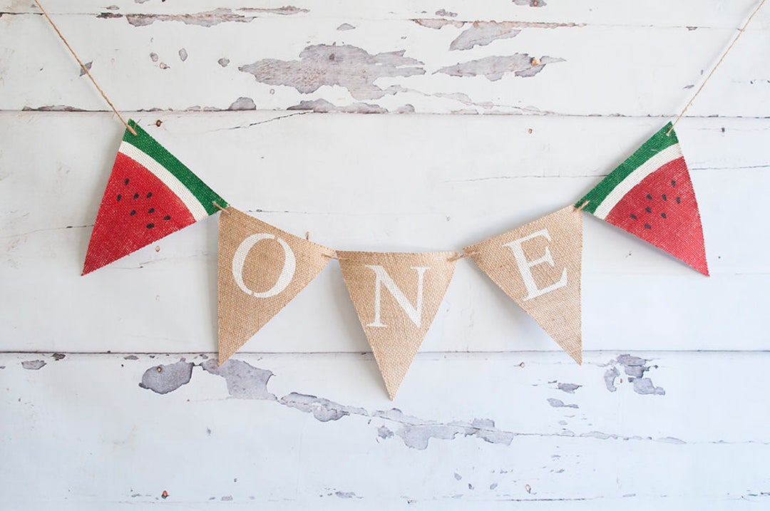 First Birthday Decorations Summer Birthday Banner Watermelon - Etsy