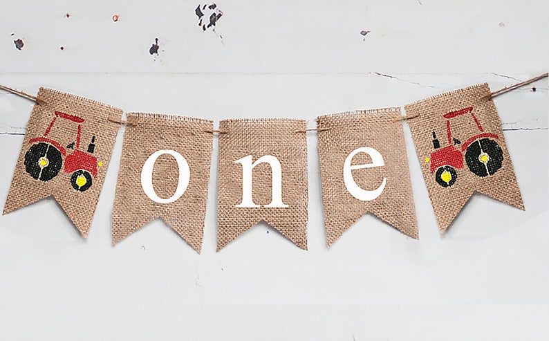 Red Tractor Banner Farm Theme One Banner Farm I Am One - Etsy