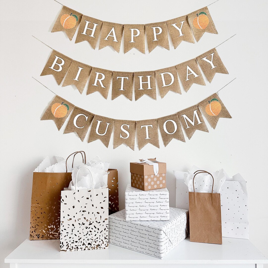Peach Party Decor | Happy Birthday Banner | Peach Themed Party ...