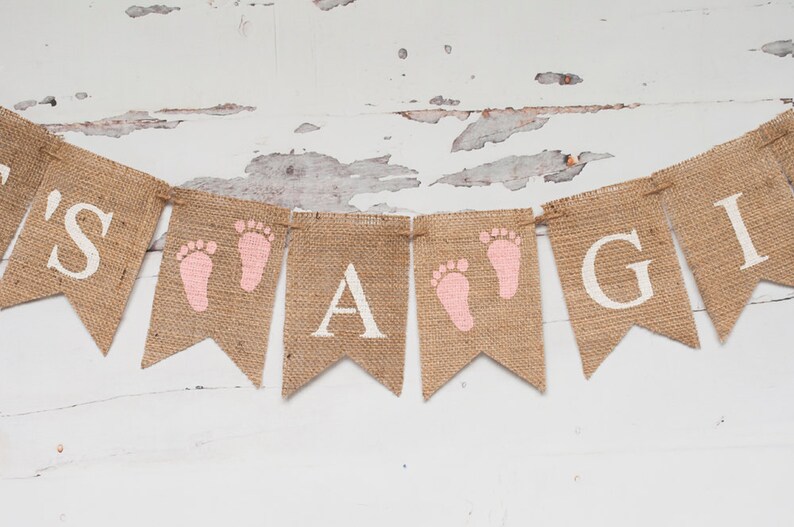 It's A Girl Banner Pink Footprint Banner Footprint Baby - Etsy Singapore