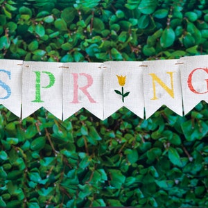 Spring Tulip Banner, Spring Tulip Decor, Spring Burlap Banner, Spring ...