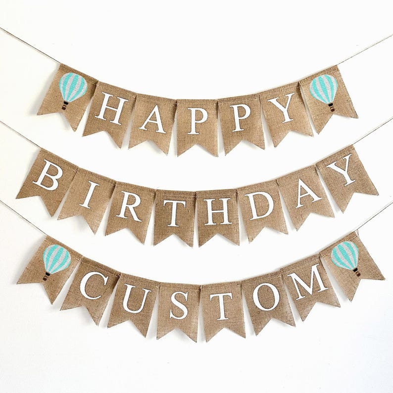 Happy Birthday Banner | Personalized Party Banner | Hot Air Balloon ...