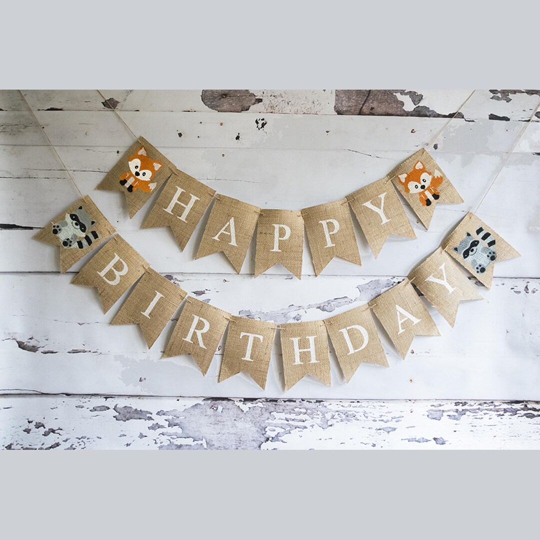 Woodland Themed Birthday Party, Woodland Party Decorations, Fox Happy ...