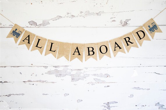 Train Party Decor All Aboard Banner Train Boarding Banner | Etsy