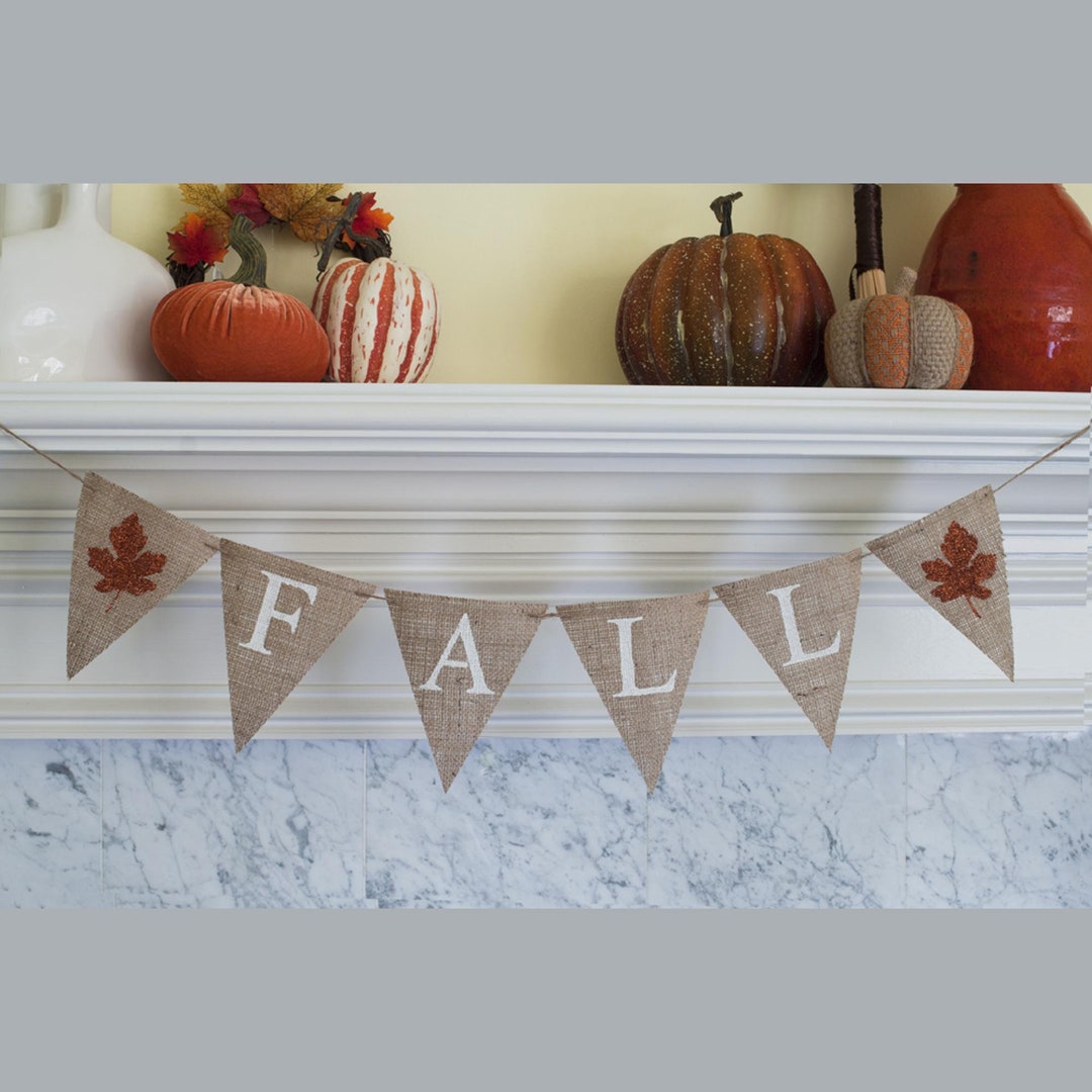 Fall Burlap Banner, Fall Banner, Fall Decor, Fall Maple Leaf Banner ...