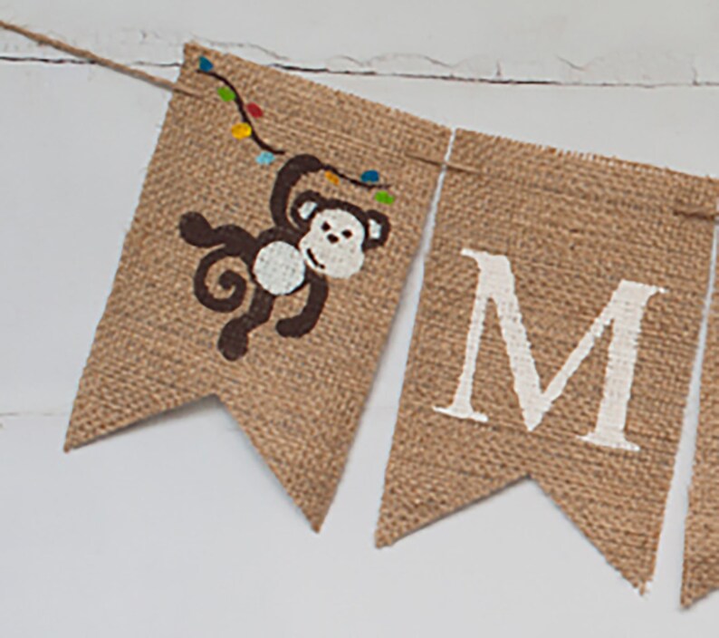 Monkey Burlap Banner Our Little Monkey Banner Personalized | Etsy