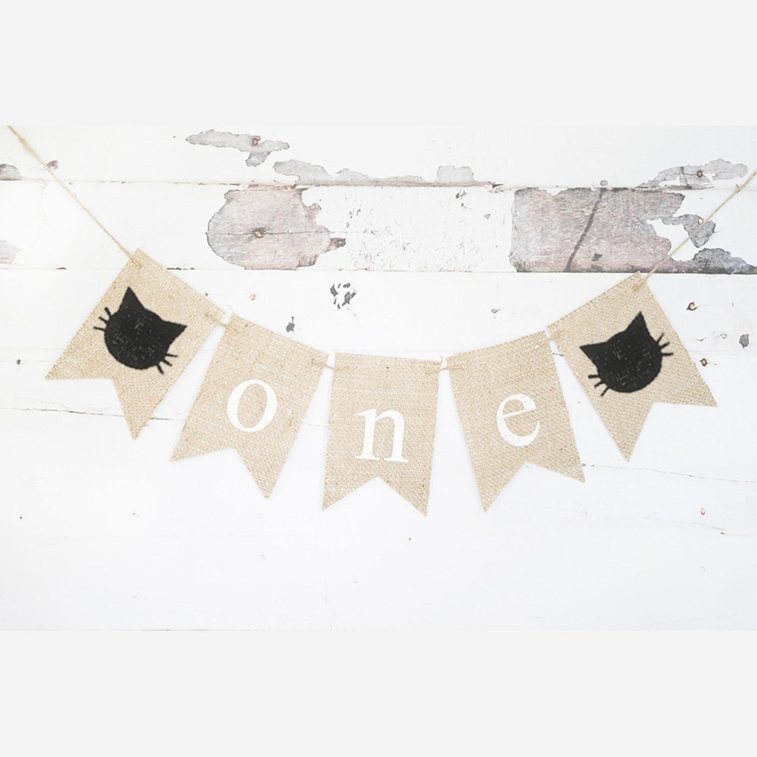 Cat One Banner, Kitten First Birthday Party Decor, Cat Birthday Party ...