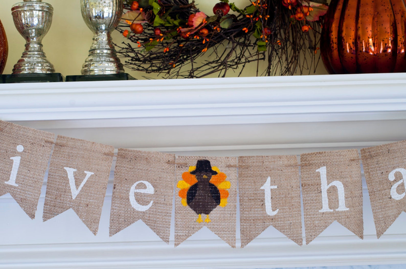 Give Thanks Banner, Give Thanks Burlap Banner, Thanksgiving Decor ...