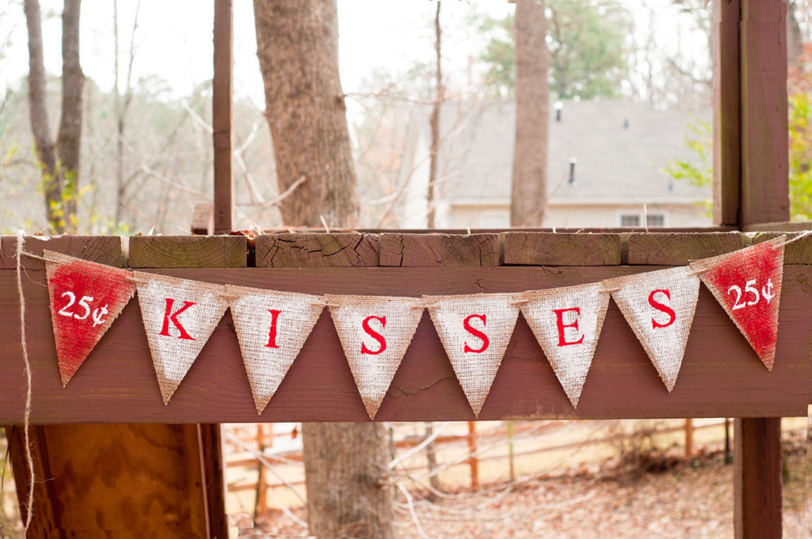 Rustic Kisses Banner Valentine's Kisses Burlap Banner 25 - Etsy