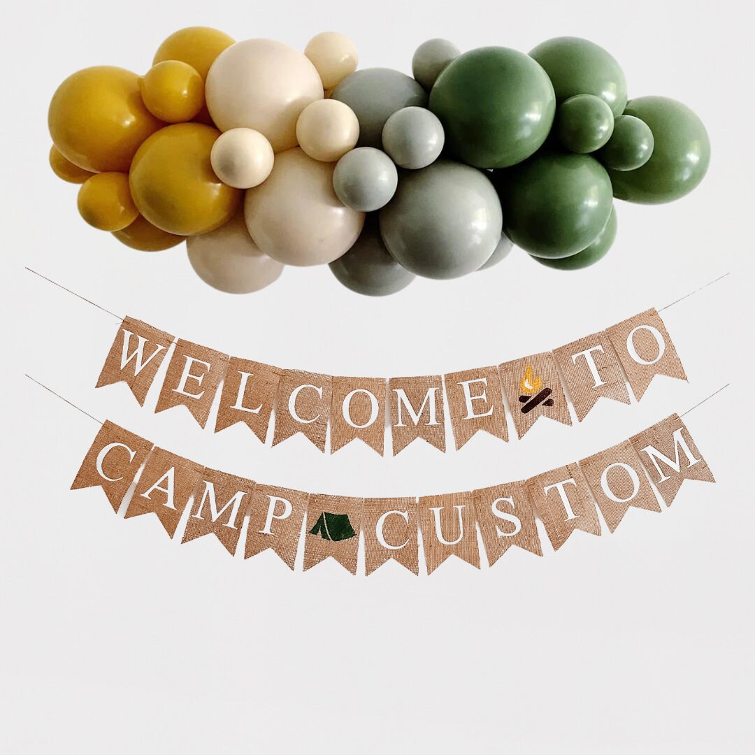 Welcome to Camp Burlap Banner, Customizable Camping Sign, Summer Camp ...