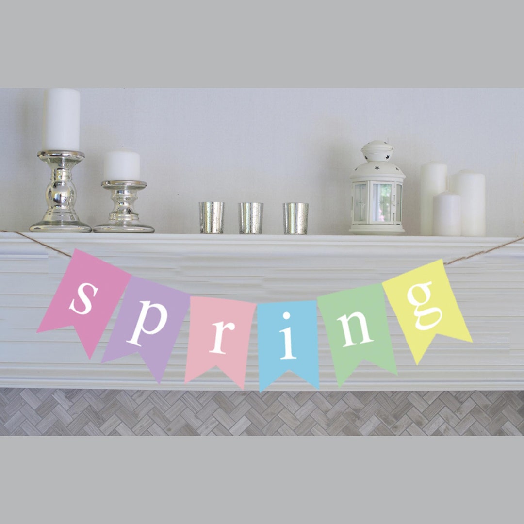 Colorful Spring Cardstock Banner, Pastel Spring Banner, Easter Banner ...
