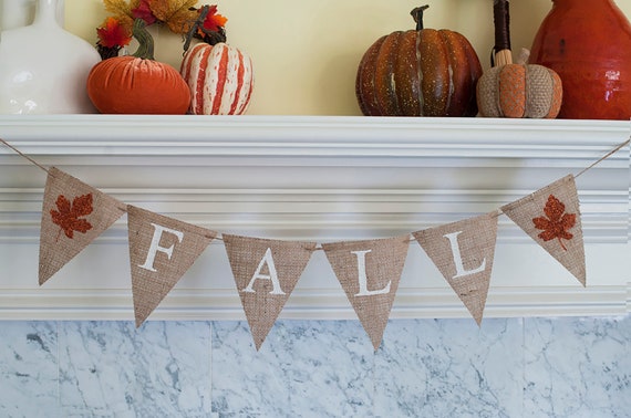 Fall Burlap Banner Fall Banner Fall Decor Fall Maple Leaf | Etsy