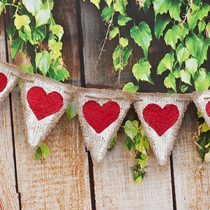 Rustic Heart Banner, Valentine's Day Burlap Banner, Heart Burlap Banner ...