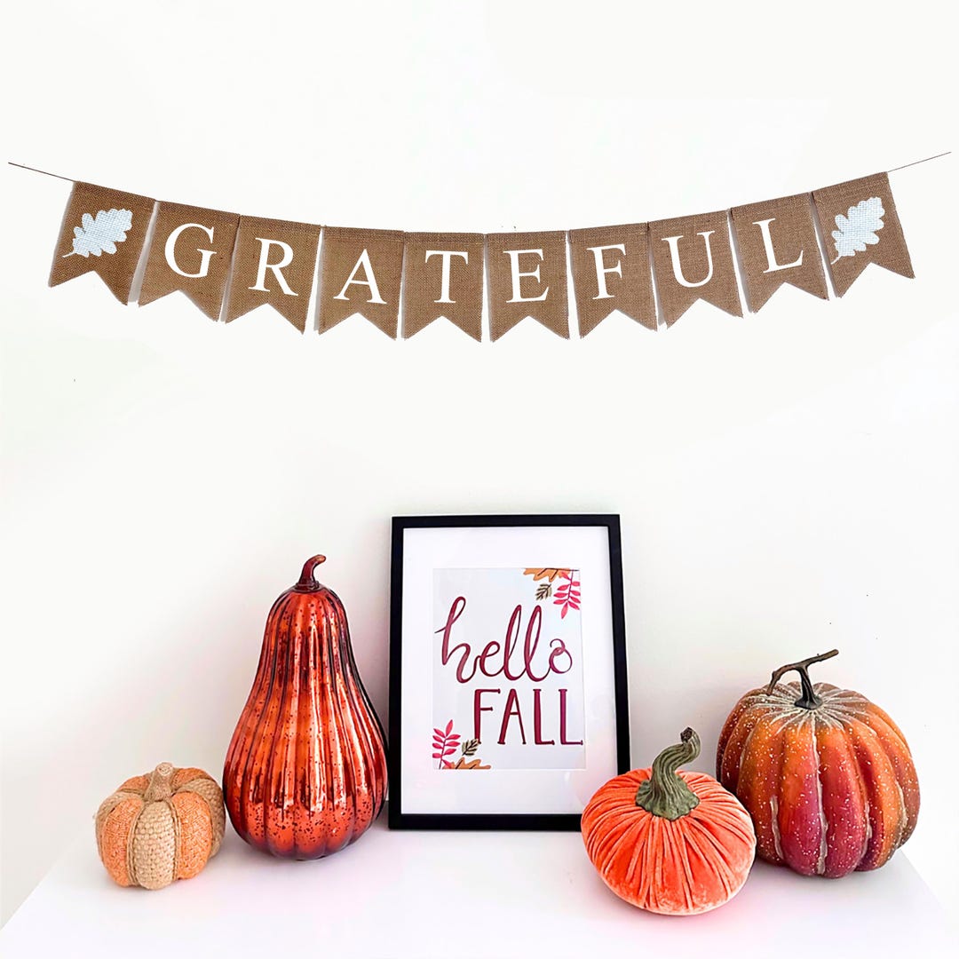 Thanksgiving Banner | Grateful Sign | Fall Party Decor | Fall Theme ...